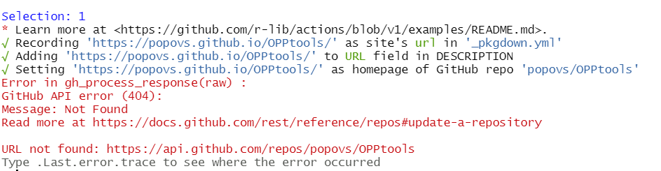 Error when trying to create Github page: Error in `abort()`: `message` must be a character ...