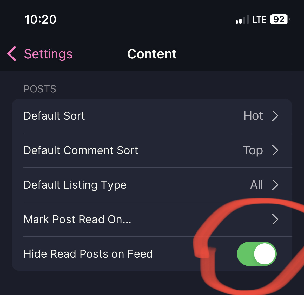 Explanation Dialog of Hide Read Posts Icon After Selecting 'Hide Read Posts on Feed' Option ...
