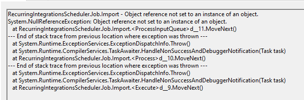 Import using Package API jobs end in Object reference not set to an instance of an object ...