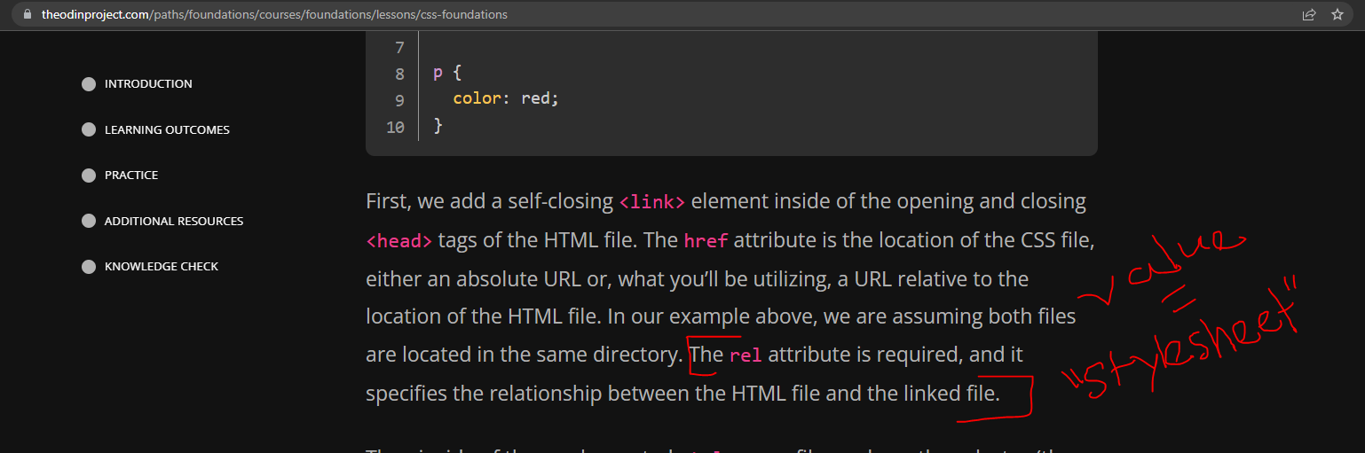 A probable inclusion of ` value as "stylesheet" ' for 'rel', in css foundations lesson · Issue ...