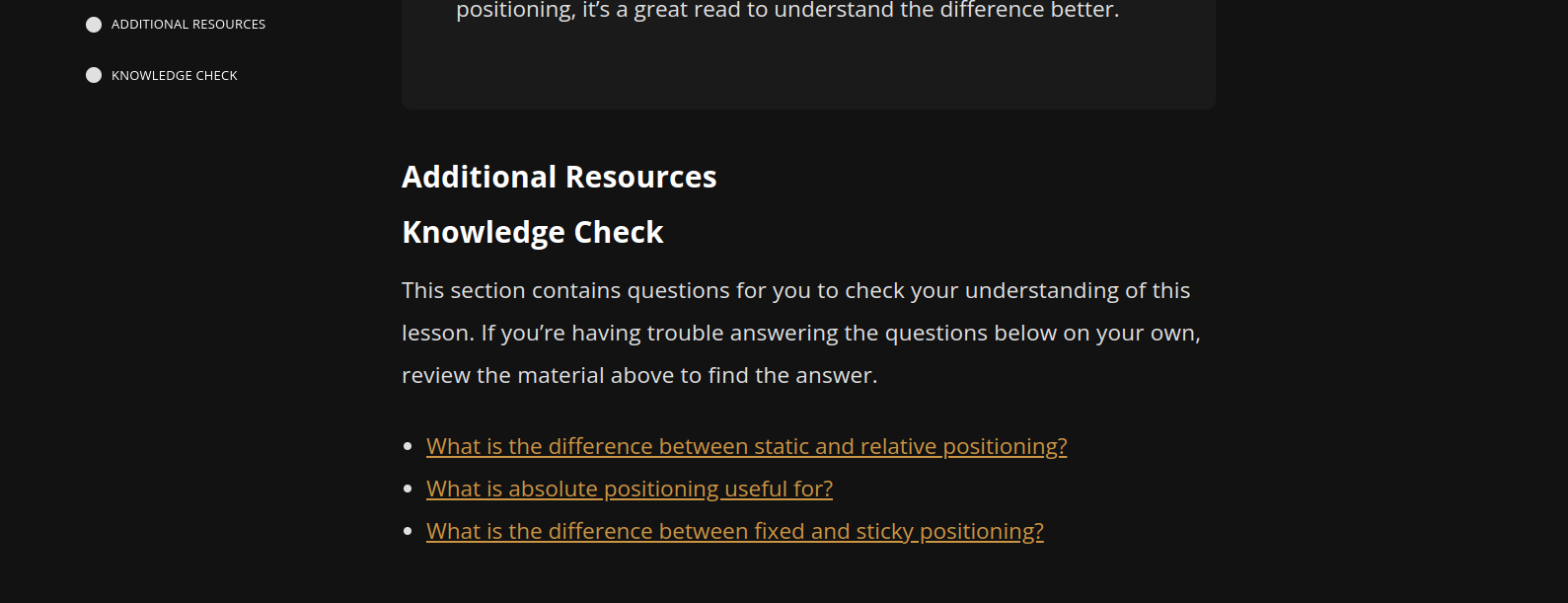 Positioning lesson: 'Additional Resources' heading is shown without any content · Issue #24104 ...