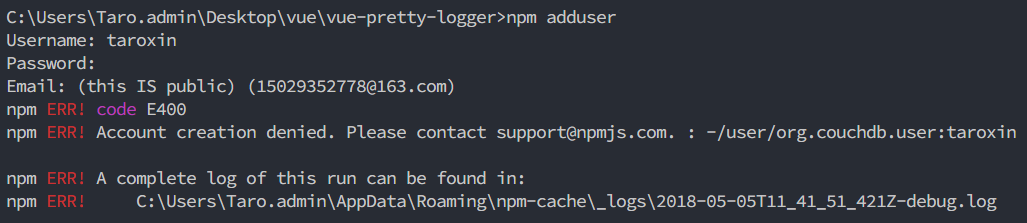 adduser command print: Account creation denied · Issue #20521 · npm/npm · GitHub