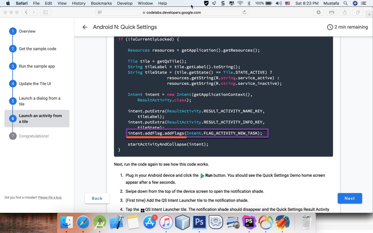 Error in example code: Quick Settings · Issue #9 · googlecodelabs/android-n-quick-settings · GitHub
