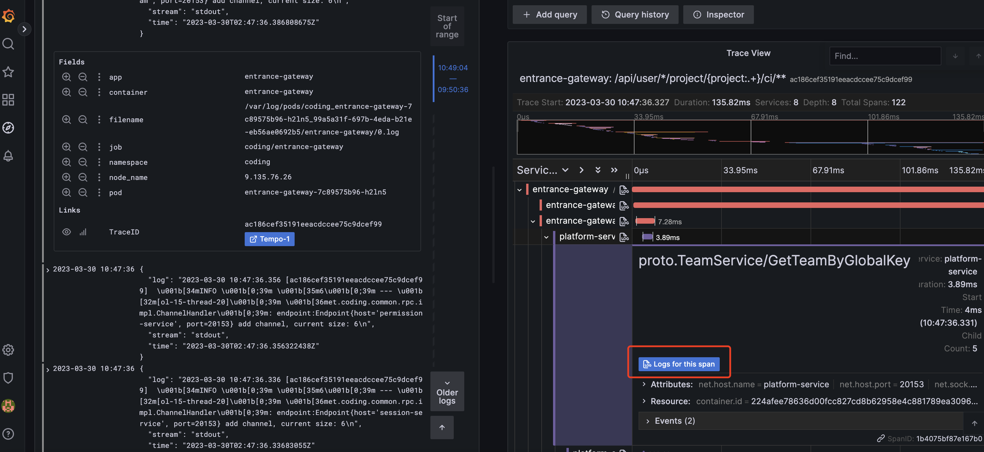 Tempo: Allow writing custom query for trace to logs option · Issue #60081 · grafana/grafana · GitHub
