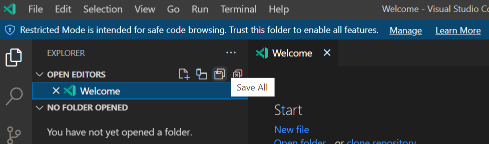 "Trust this folder" message appears when there's no folder opened · Issue #124392 · microsoft ...
