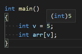 Intellisense showing error when variable length arrays are declared, even though the compiler ...