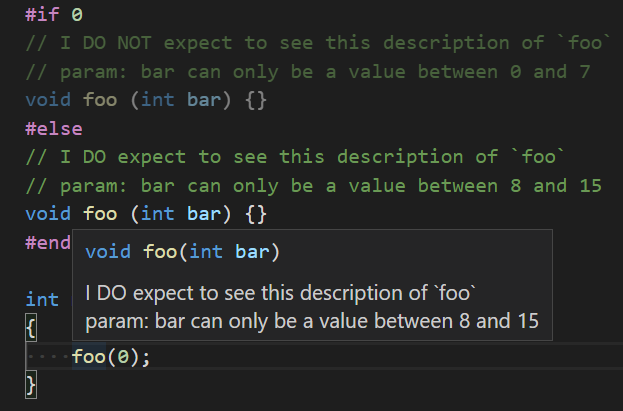 Intellisense Hover Over Suggestion Shows Comments From Code Block Eliminated By Preprocessor