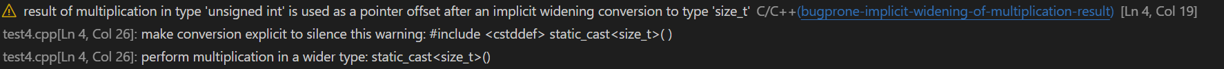 clang-tidy fix for check bugprone-implicit-widening-of-multiplication-result doesn't work ...
