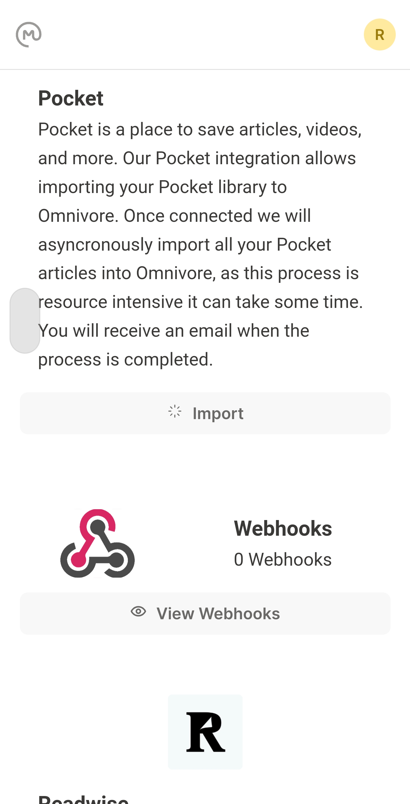 Pocket integration button is disabled (busy) even though pocket data is not being refreshed ...