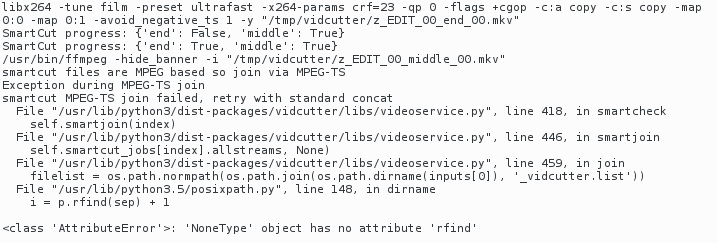 Exception: NoneType object has no attribute rfind · Issue #234 · ozmartian/vidcutter · GitHub