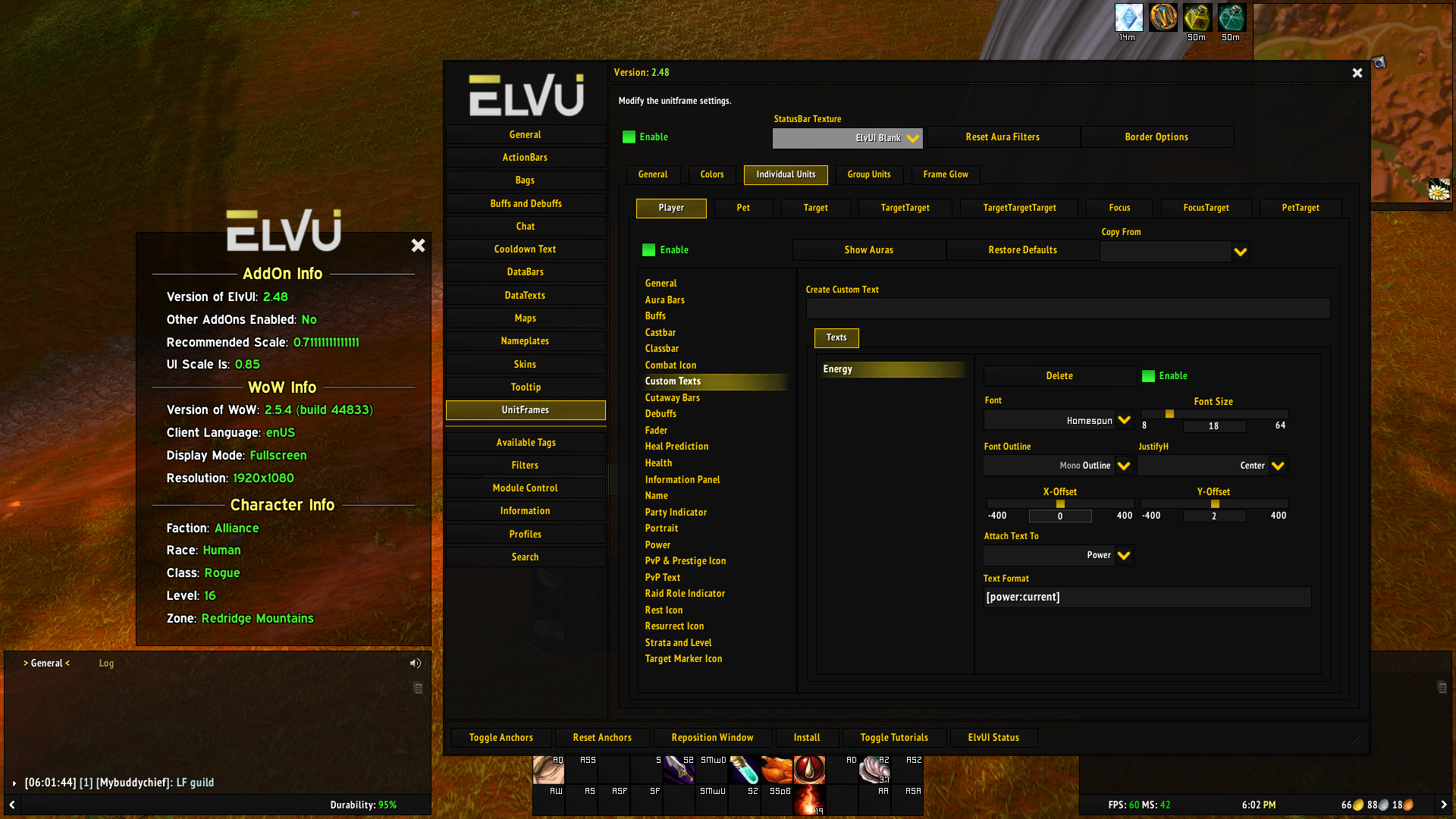 [TBC Bug Report] Custom text attached to Power is frequently displayed on Health when Power is ...