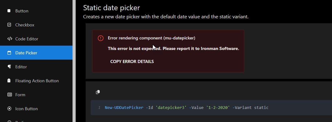 UDDatePicker -variant static not working · Issue #2337 · ironmansoftware/powershell-universal ...