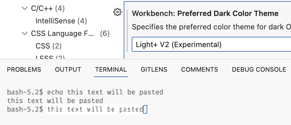 Pasted terminal text looks bugged in V2 themes · Issue #175441 · microsoft/vscode · GitHub