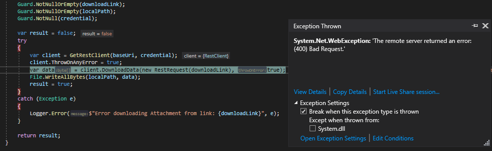 DownloadData hides errors when download fails · Issue #820 · restsharp/RestSharp · GitHub