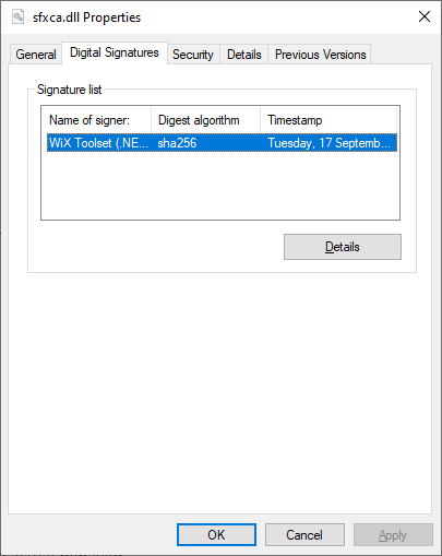 Sfxcadll In Wix 3112 Nuget Includes Signature That Is Not Removed In Build Process · Issue
