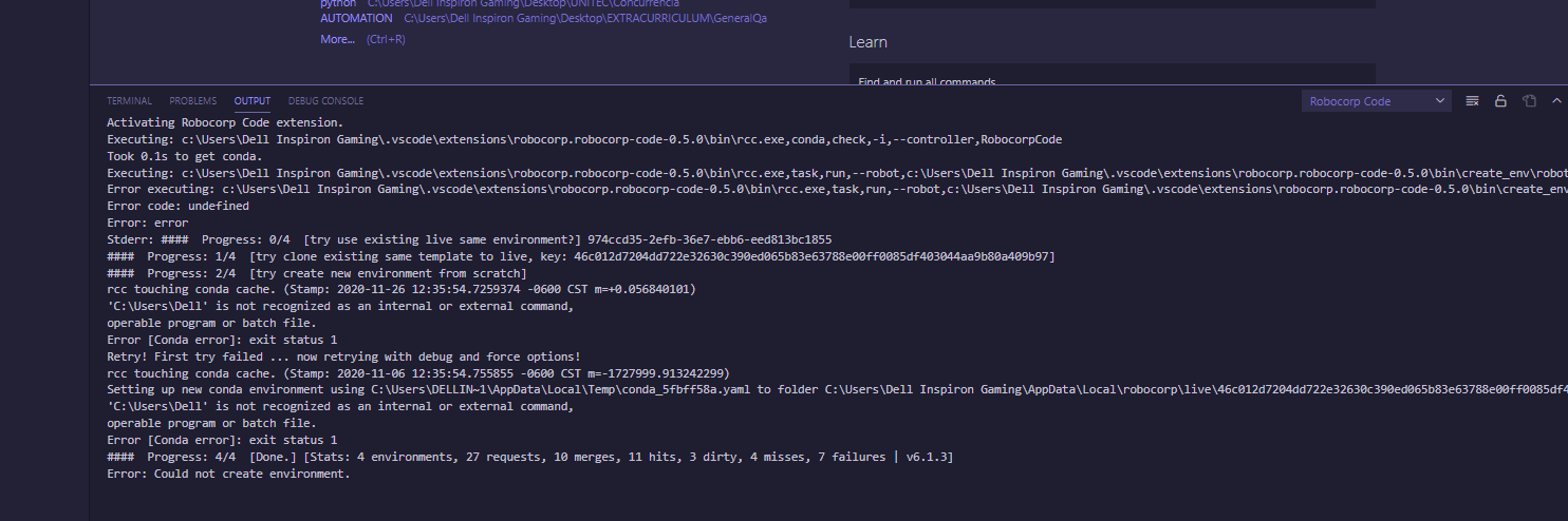 Robot Creation Error · Issue 200 · Robocorp Robotframework Lsp · Github