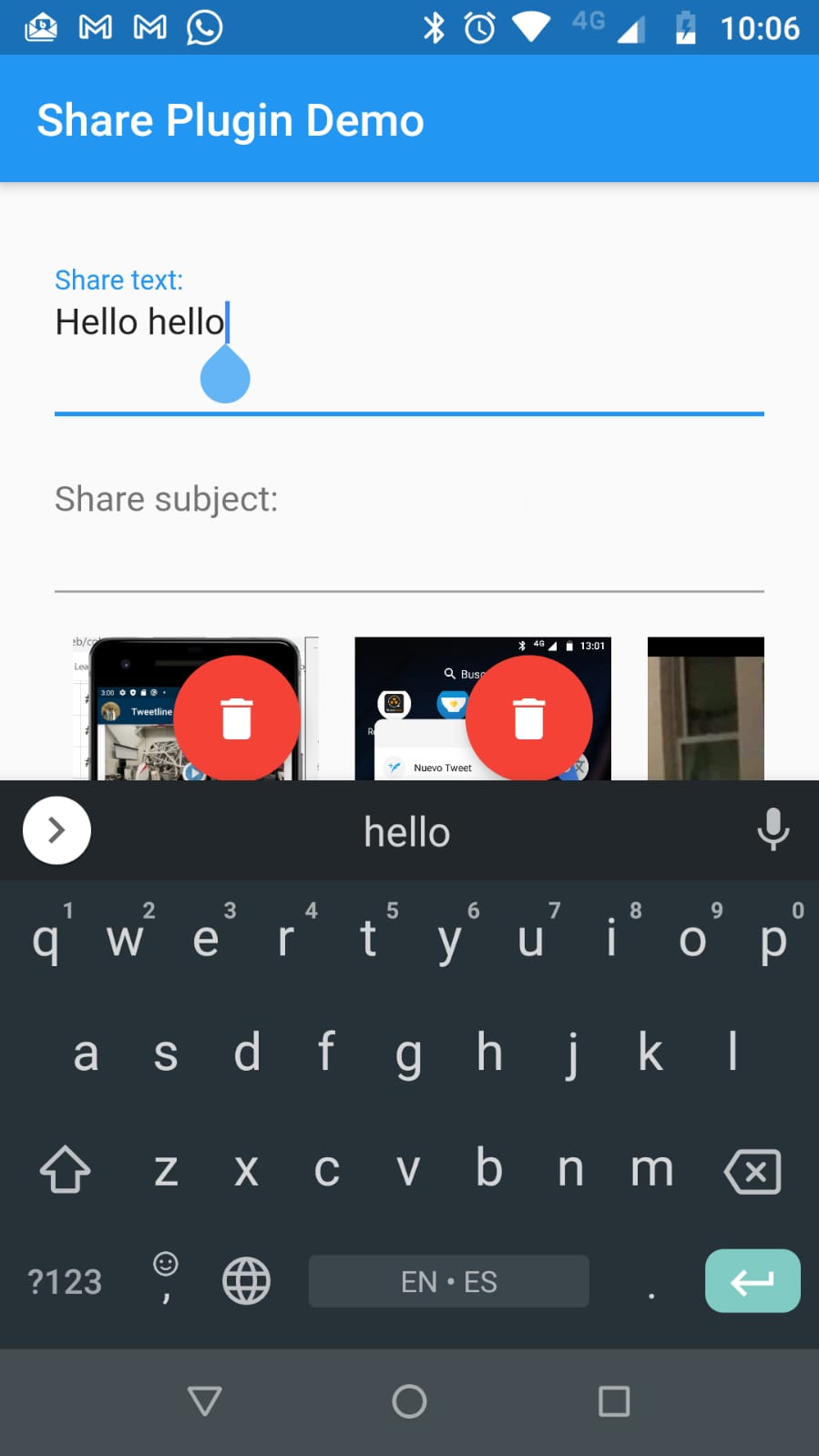 [share] When sharing multiple images and also a text to whatsapp the text it´s duplicated in all ...