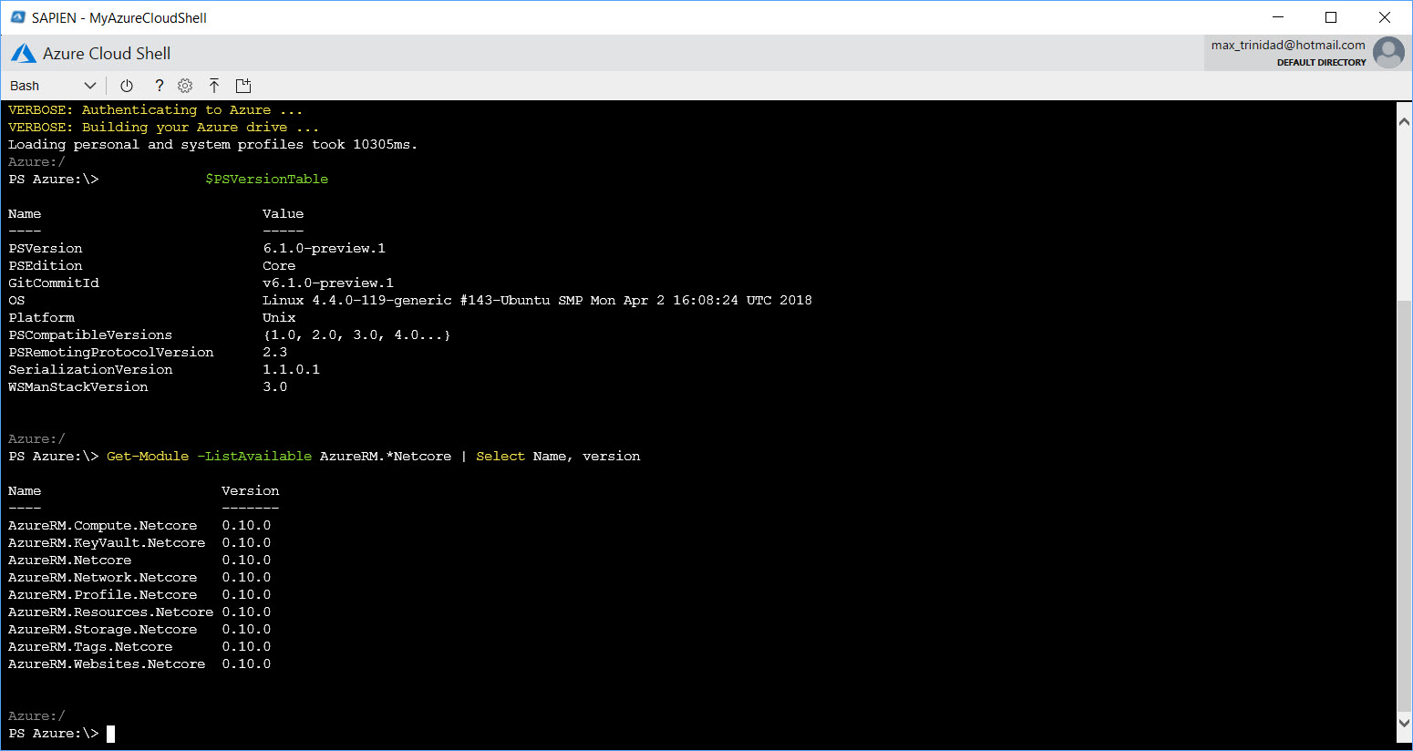 Pscloud Shell Bash Pwsh Not Update To Latest Azurermnetcore V0110 · Issue 5991 · Azure