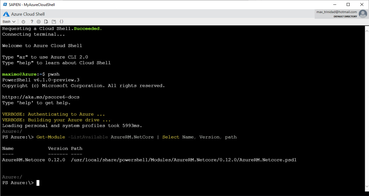 Cloud Shell Bash - AzureRM.Netcore multiple modules installed · Issue #6704 · Azure/azure ...