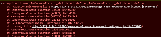 升级小游戏插件后运行游戏引发异常 _sbrk is not defined · Issue #488 · wechat-miniprogram/minigame-unity-webgl ...