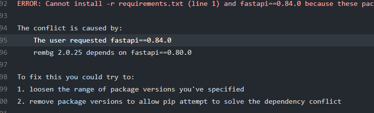 Conflicting dependencies · Issue #147 · danielgatis/rembg · GitHub