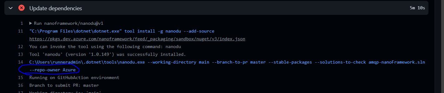 nanodu is failing to submit PR against forked repos · Issue #1142 · nanoframework/Home · GitHub
