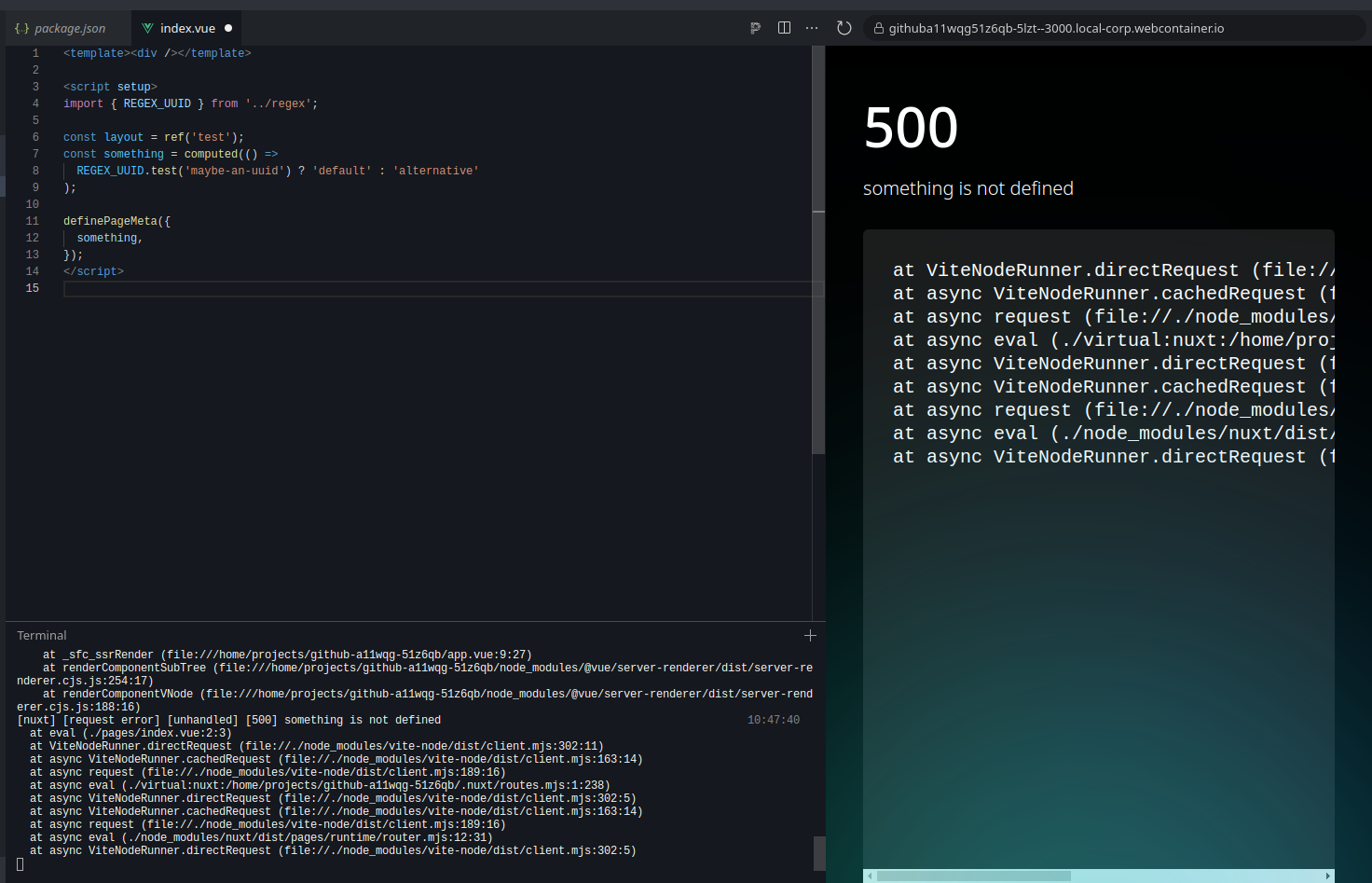 `definepagemeta` Throws An Error 500 As Is Not Defined For External Data · Issue 15346 · Nuxt 1566