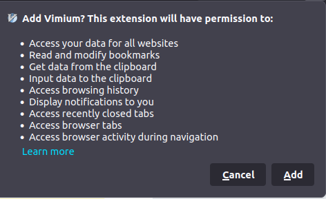 Could there be a reduced permission mode added? · Issue #4226 · philc/vimium · GitHub