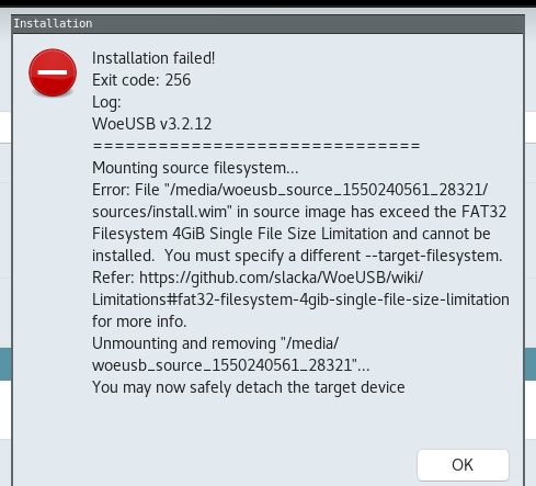Support splitting of install.wim via "wimlib-imagex split" to avoid hitting 4GB file size limit ...
