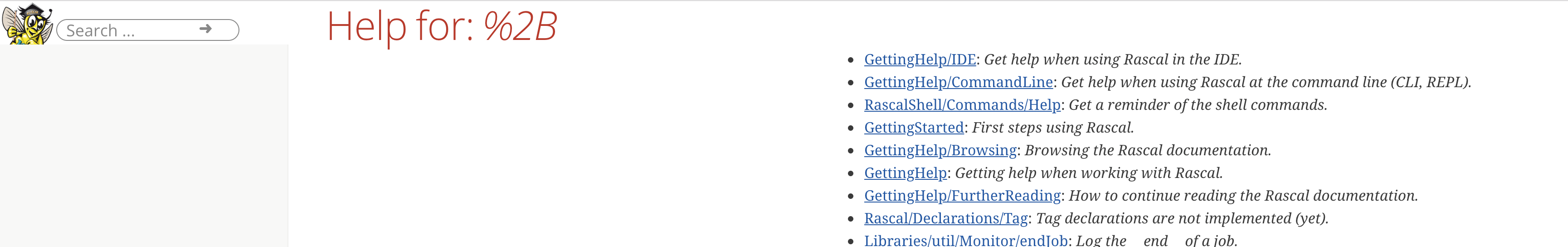 The documentation tutor breaks when searching for `+` · Issue #1294 · usethesource/rascal · GitHub