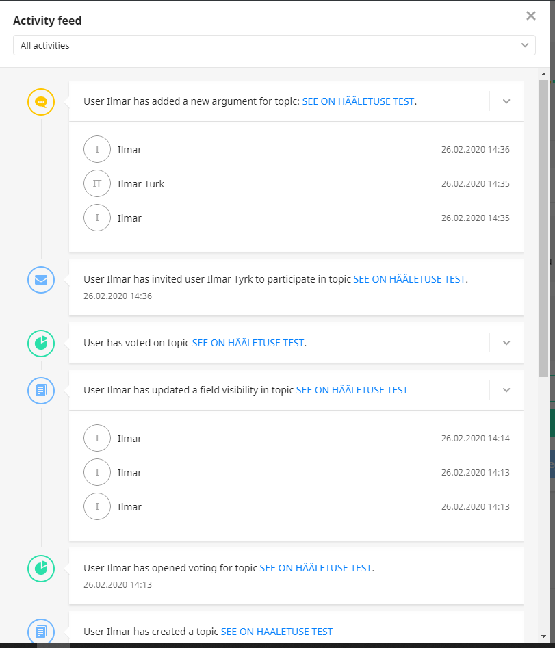 Group similar Activity Feed items together · Issue #256 · citizenos/citizenos-fe-old · GitHub