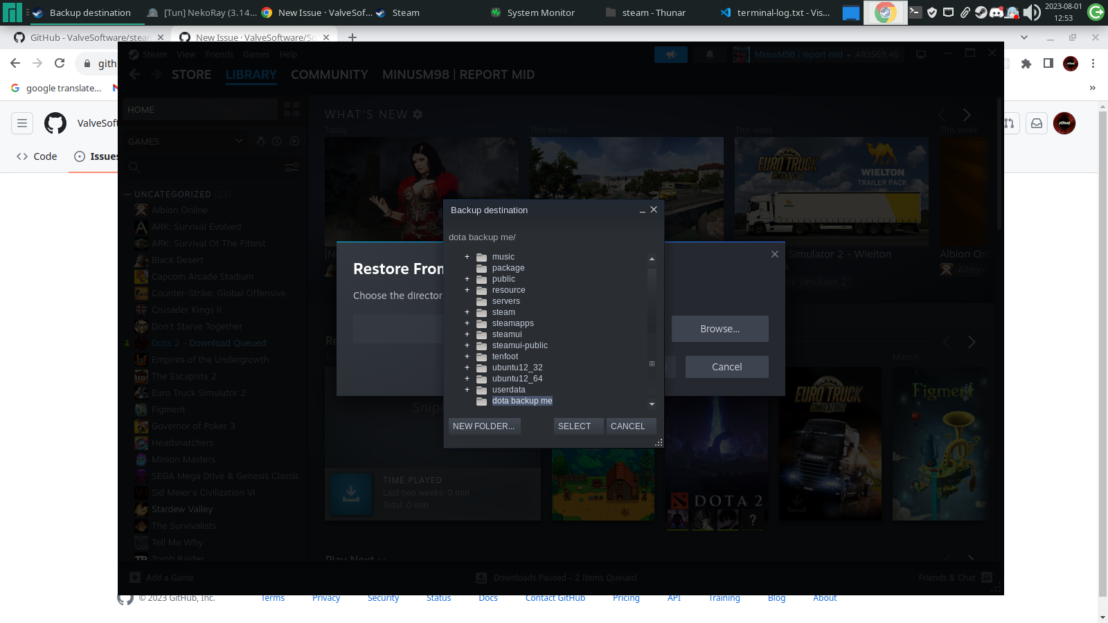 Steam Crash on Restore Backup in Manjaro Linux · Issue #5109 · ValveSoftware/Source-1-Games · GitHub