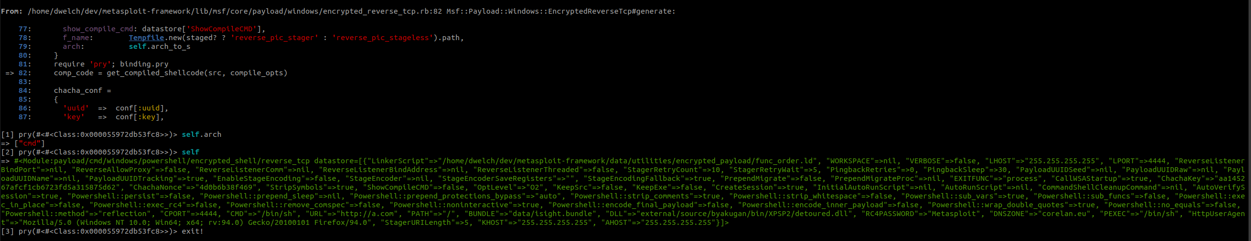 Generating an adapted encrypted shell payload crashes · Issue #16587 · rapid7/metasploit ...