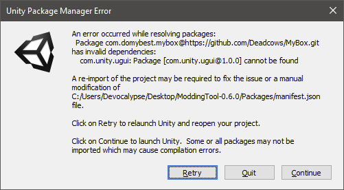 Package resolve error => default workspace and no modding helpers · Issue #11 · hooh-hooah ...