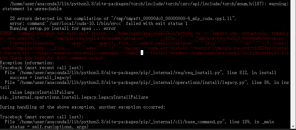 Failed to install apex on CUDA 10.1 torch 1.6.0 · Issue #1089 · NVIDIA/apex · GitHub