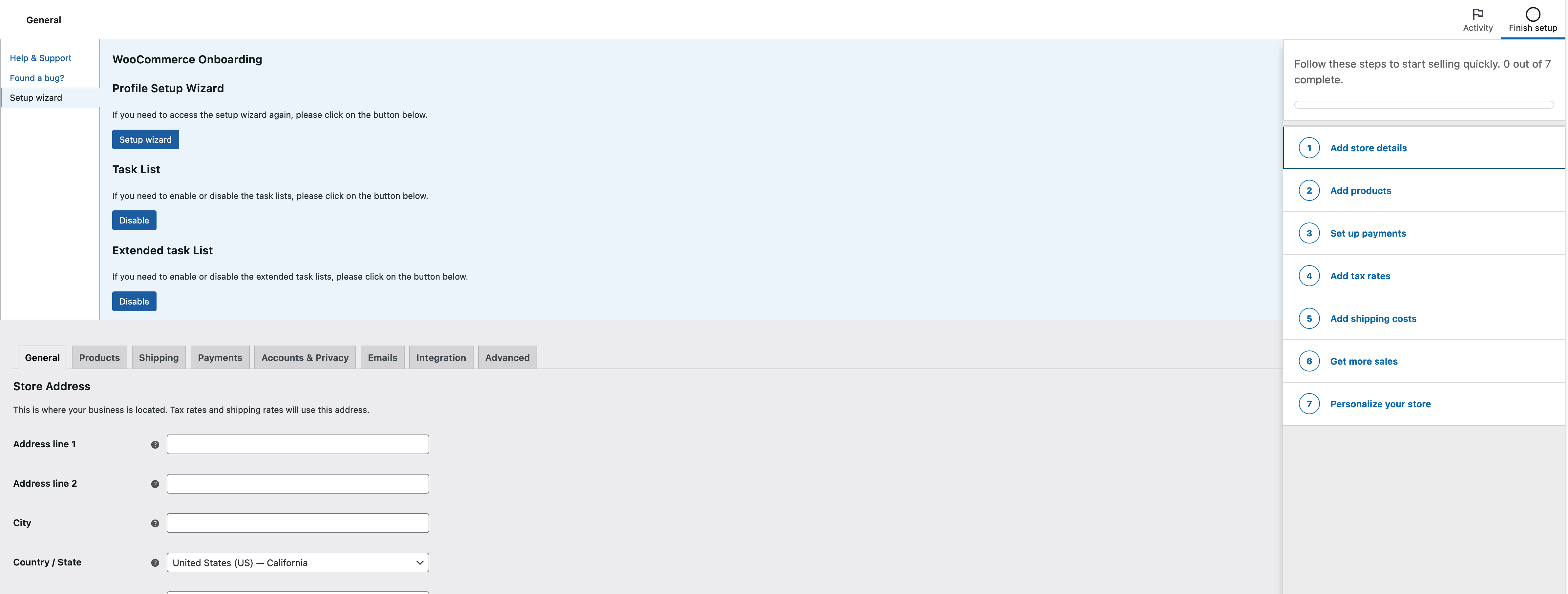 "Finish setup" icon remains if tasks are disabled without being ...