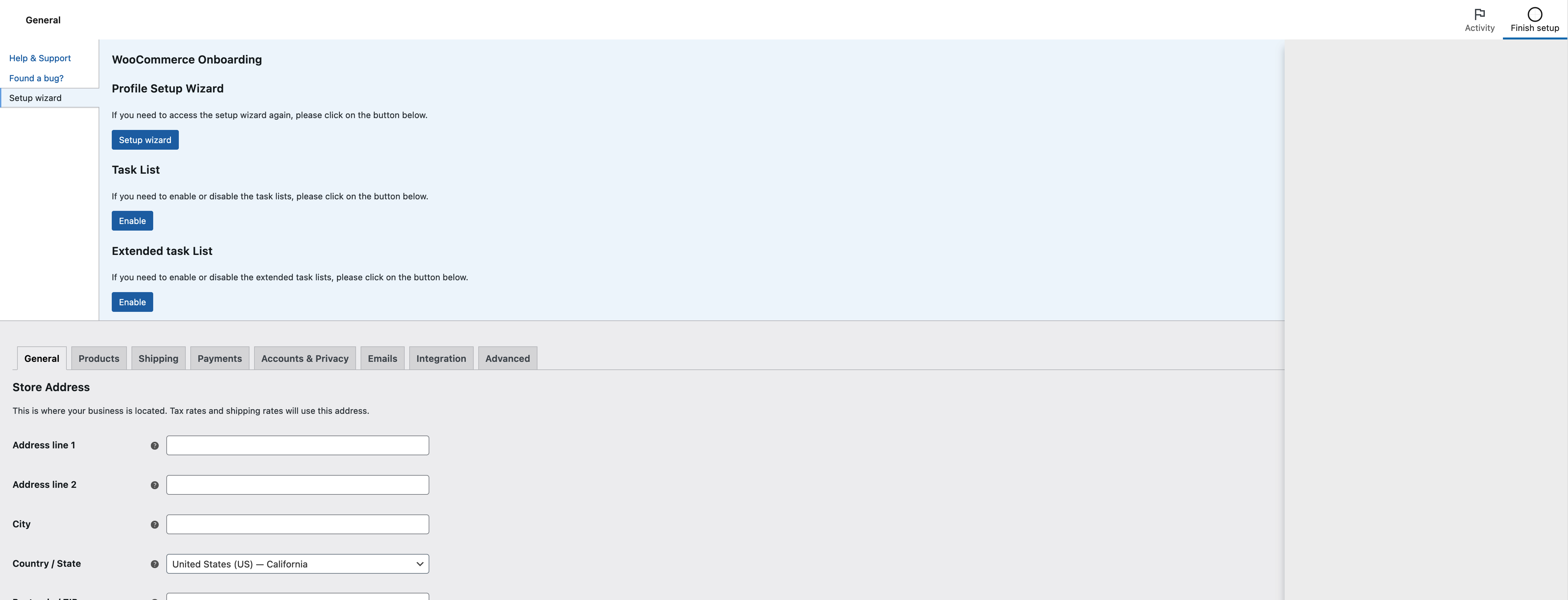 "Finish setup" icon remains if tasks are disabled without being ...