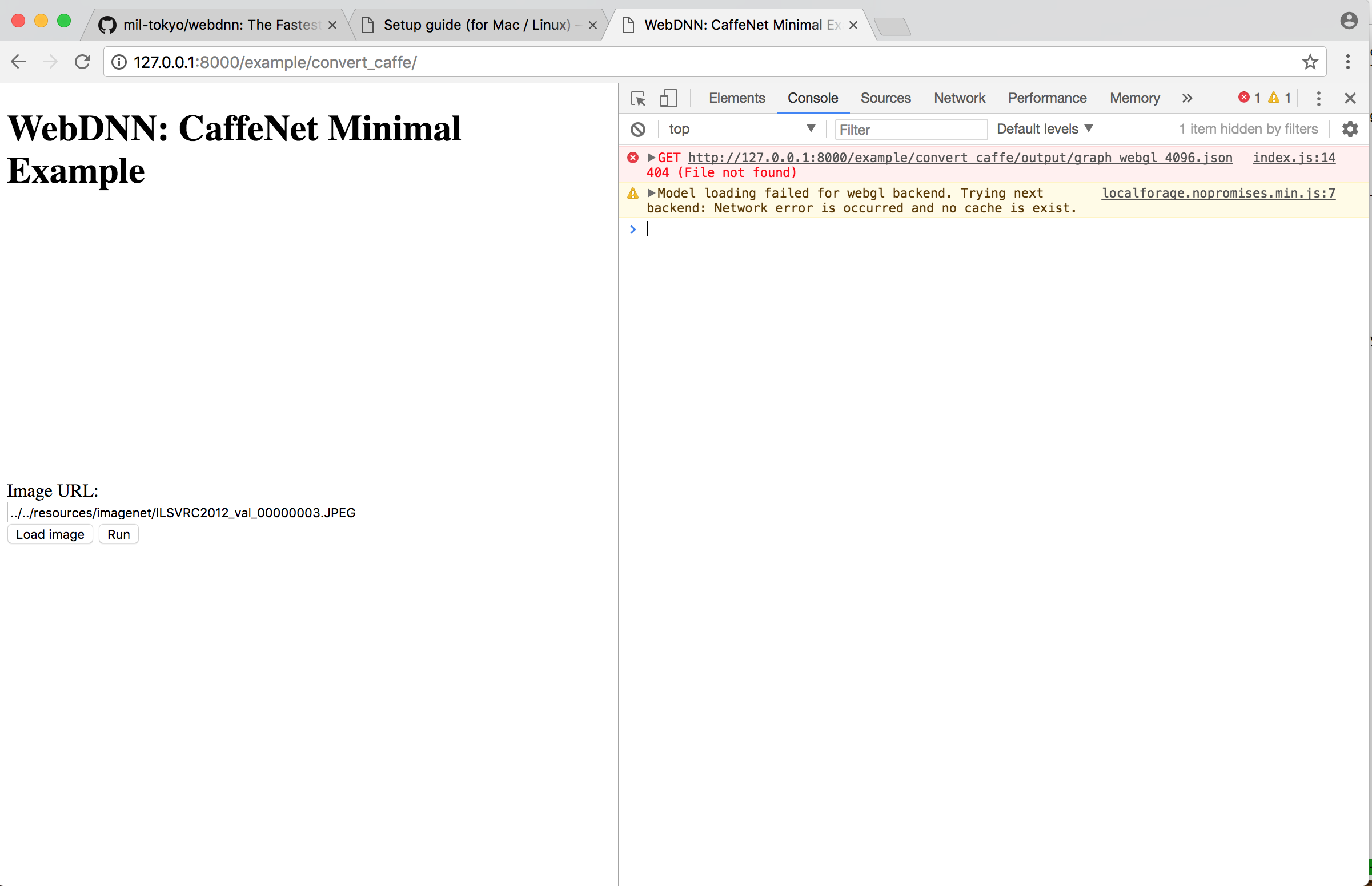 Example Webdnn Caffenet Minimal Example Launch Fail · Issue 741 · Mil Tokyowebdnn · Github