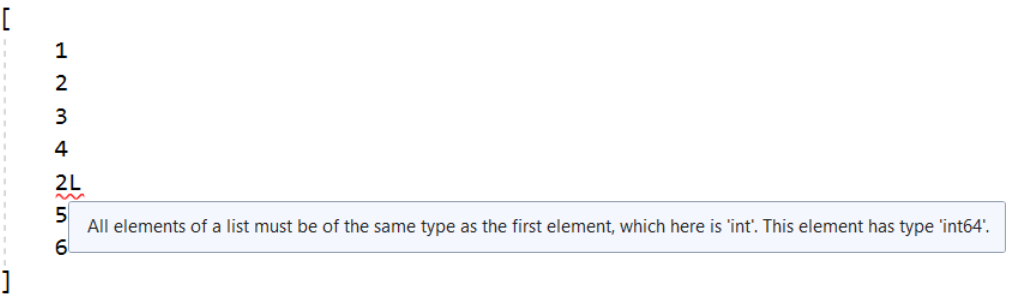 Adding a let binding in list gives the wrong error and increases the error range to the whole ...