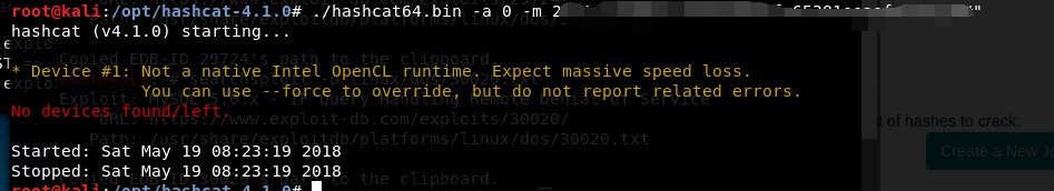 Hashcat Not Working Properly ?initializing Device Kernels And Memory