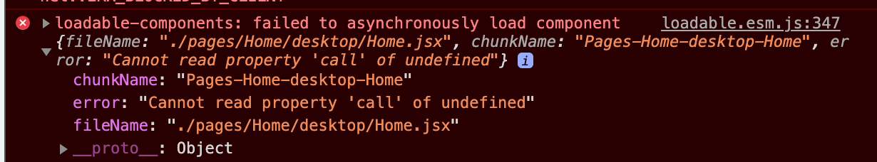 Failed to asynchronously load component in DEV · Issue #724 · gregberge/loadable-components · GitHub