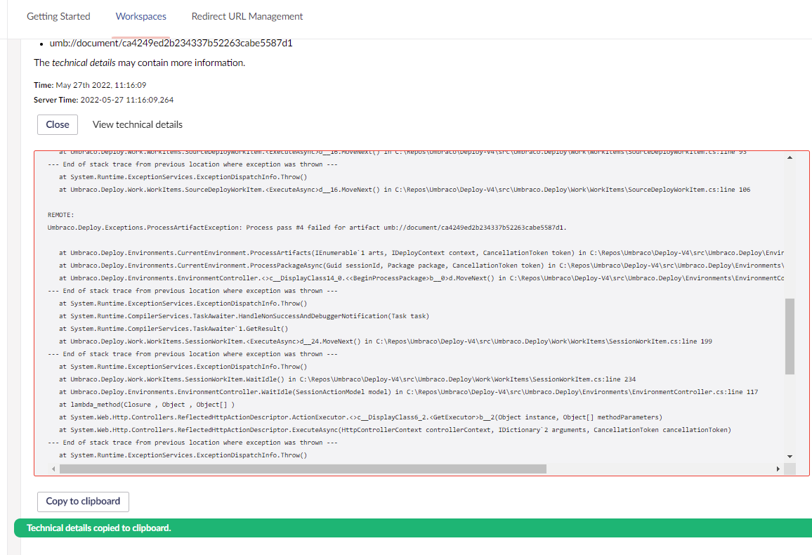 Copy Button to the deploy log in Back Office · Issue #121 · umbraco/Umbraco.Deploy.Issues · GitHub