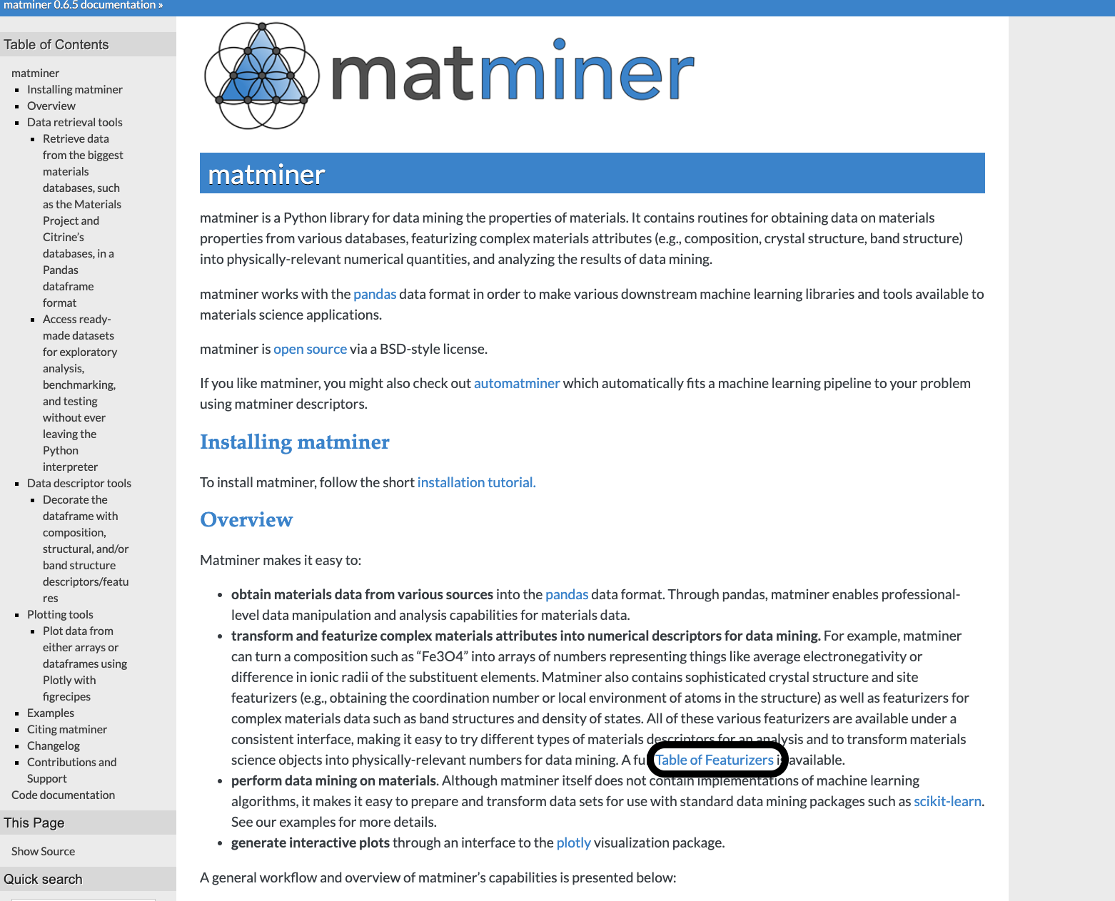 Docs need to be updated for readability/links · Issue #629 · hackingmaterials/matminer · GitHub