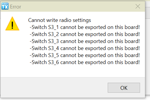 "Switch S3_x cannot be exported on this board!" message using Backup in Companion on Boxer ...