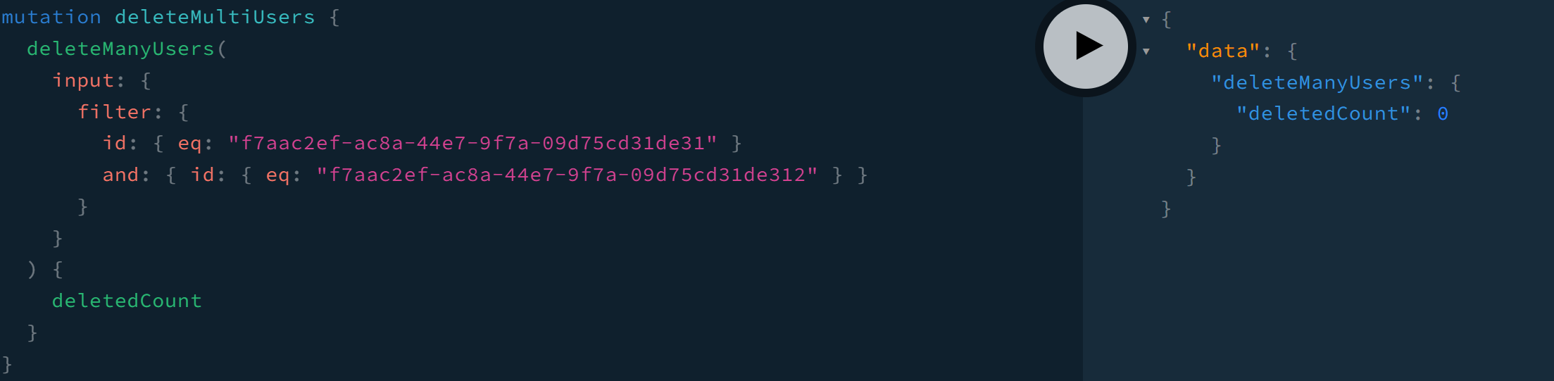 DeleteMany filter not working as expected · Issue #1511 · doug-martin/nestjs-query · GitHub