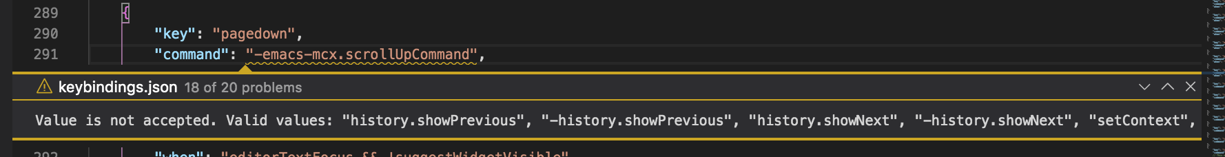 Vscode Complains About Values Not Accepted In Keybindingsjson · Issue 144 · Whitphxvscode
