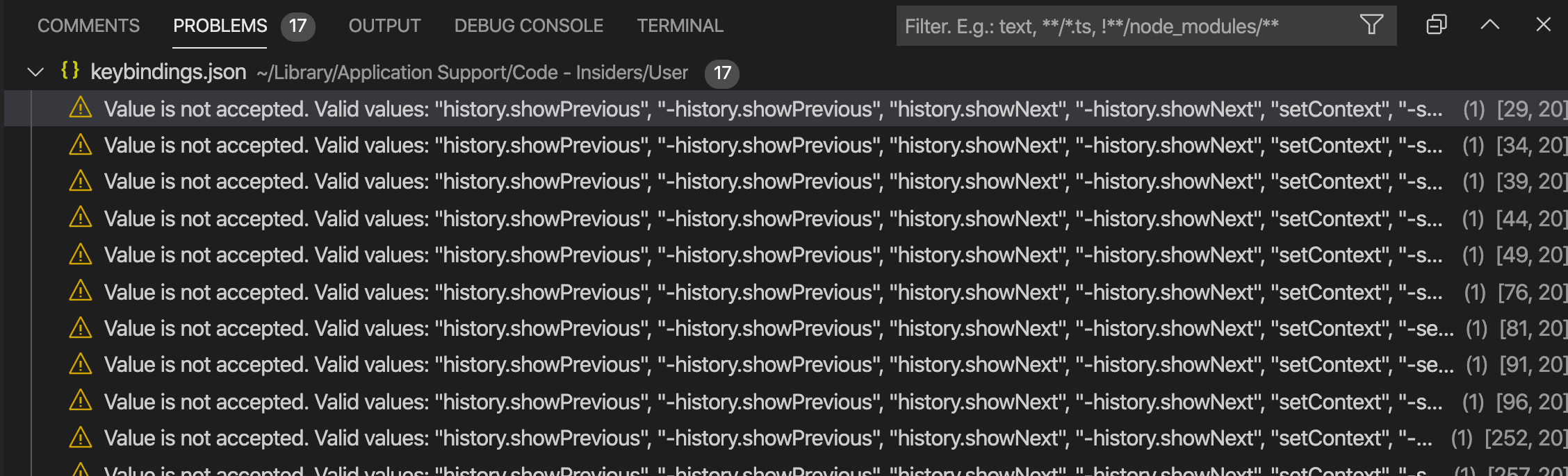 "values not accepted" in keybindings.json · Issue #196 · whitphx/vscode-emacs-mcx · GitHub
