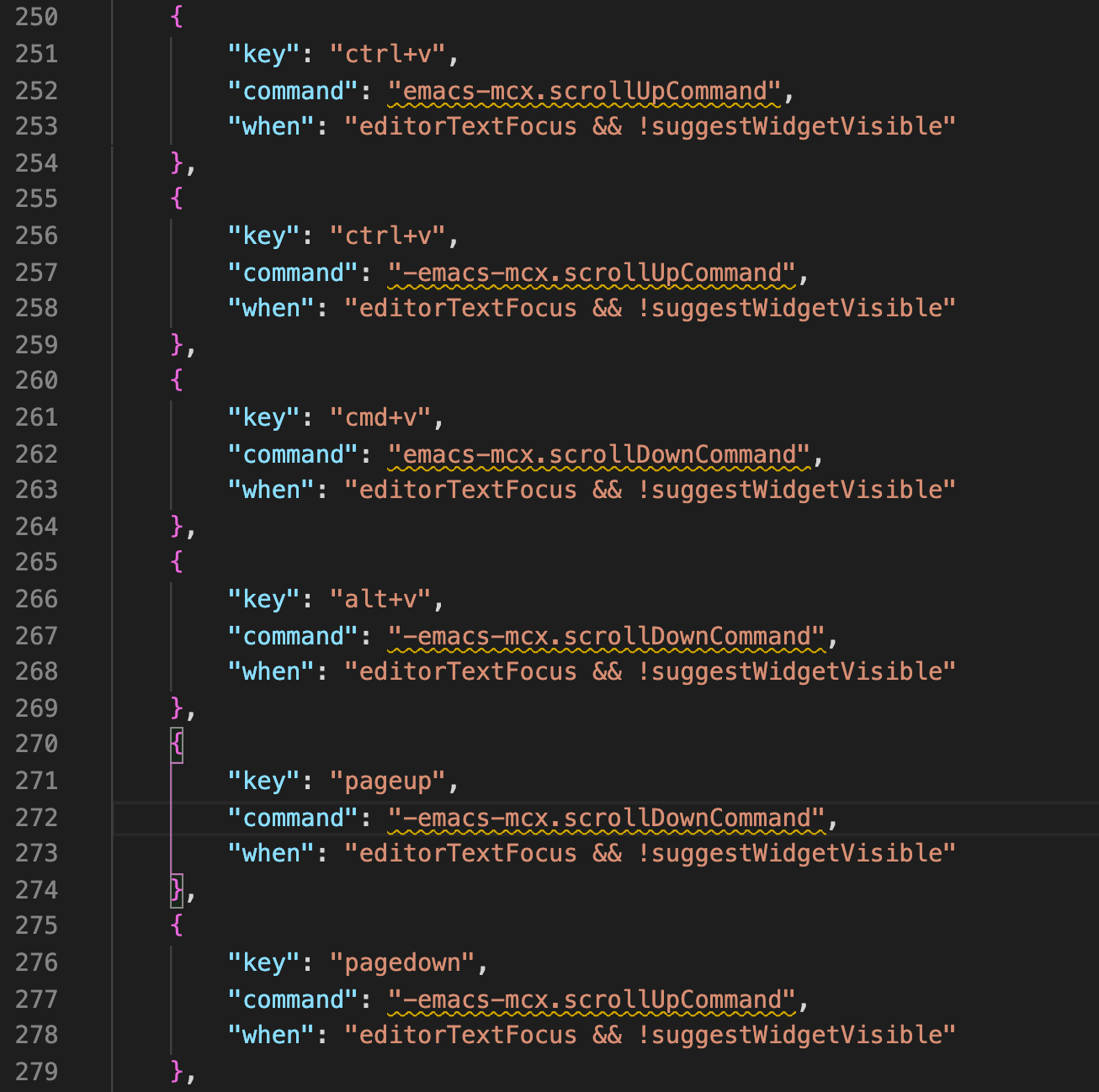 "values not accepted" in keybindings.json · Issue #196 · whitphx/vscode-emacs-mcx · GitHub
