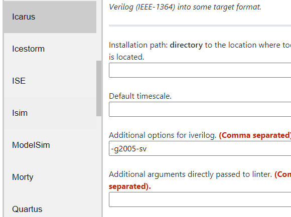 Additional iverilog options are not passed for linting · Issue #302 · TerosTechnology/vscode ...