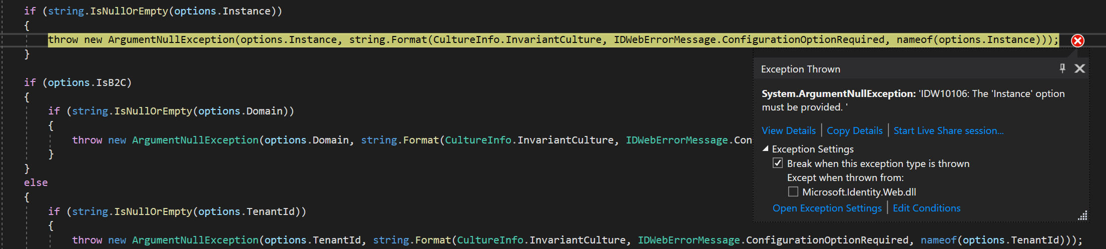 [bug] Nullrefexception Mergeoptions Property Instance Is Null · Issue 1286 · Azuread Microsoft